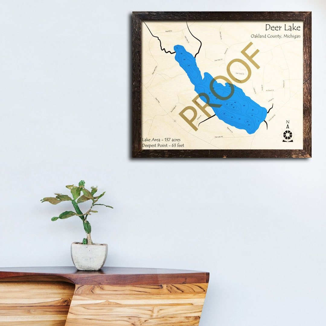 Deer Lake, Michigan 3D Wood Map | Cabin Decor - Lake House Décor ...