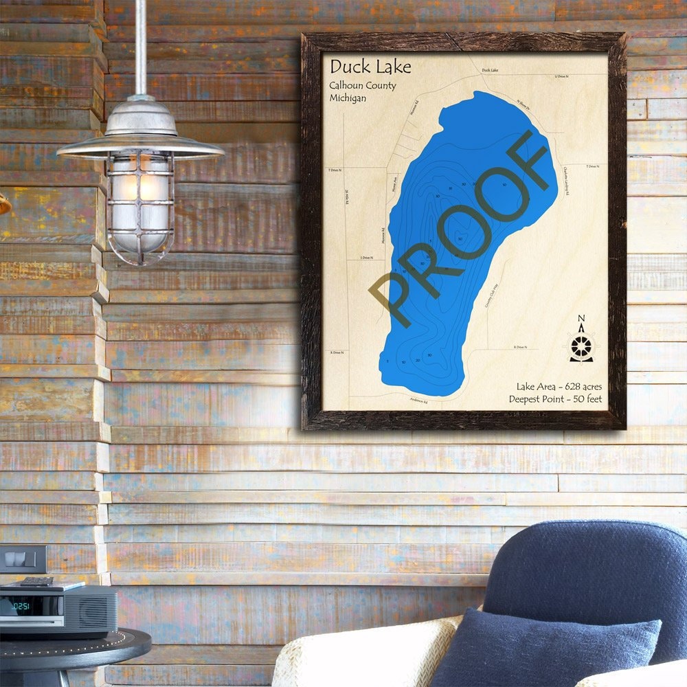 Duck Lake, MI 3D Wood Map | Cabin Decor - Lake House Décor - Nautical ...