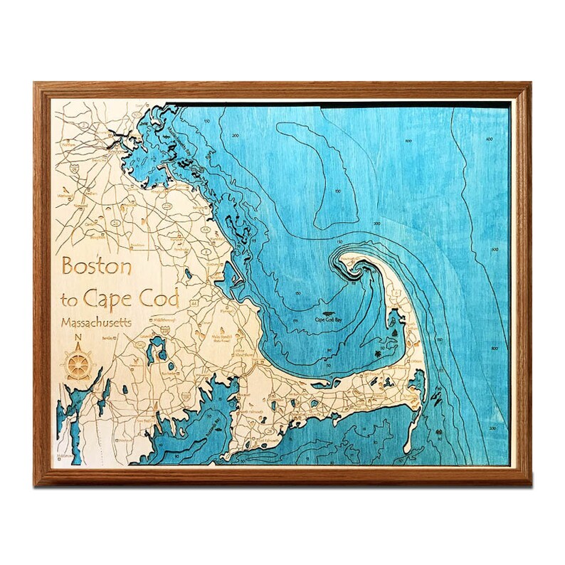Boston and Cape Cod Massachusetts 3D Laser-cut Wood Map - Etsy