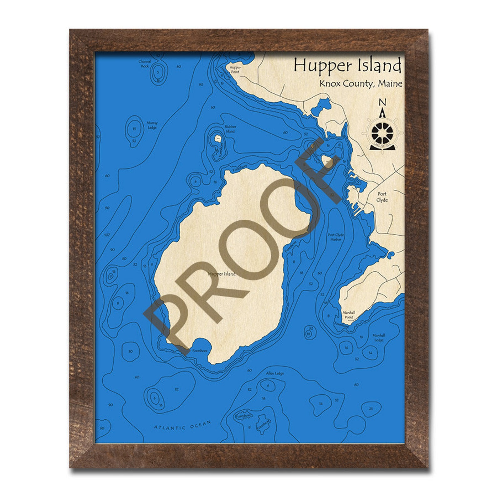 Hupper Island Maine 3D Wood Map Custom Nautical Map Unique - Etsy