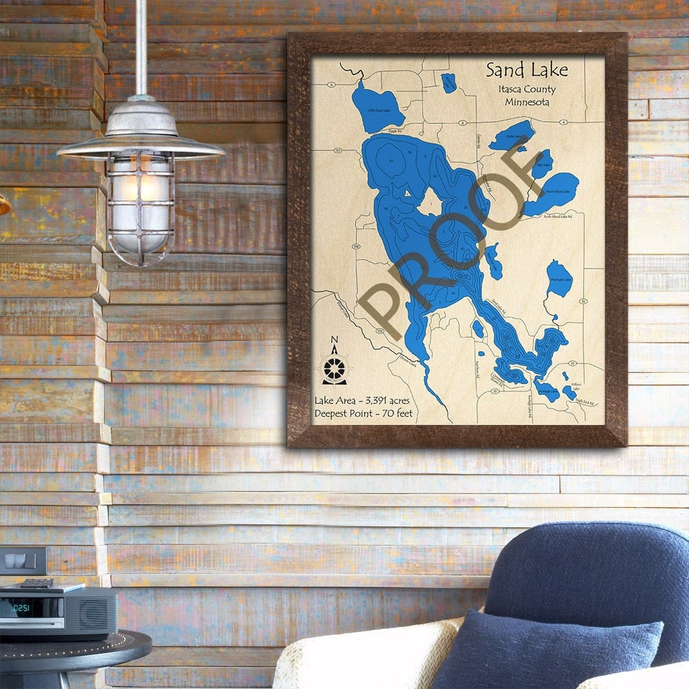 Sand Lake Itasca Cty MN 3D Wood Map Custom Nautical Map | Etsy