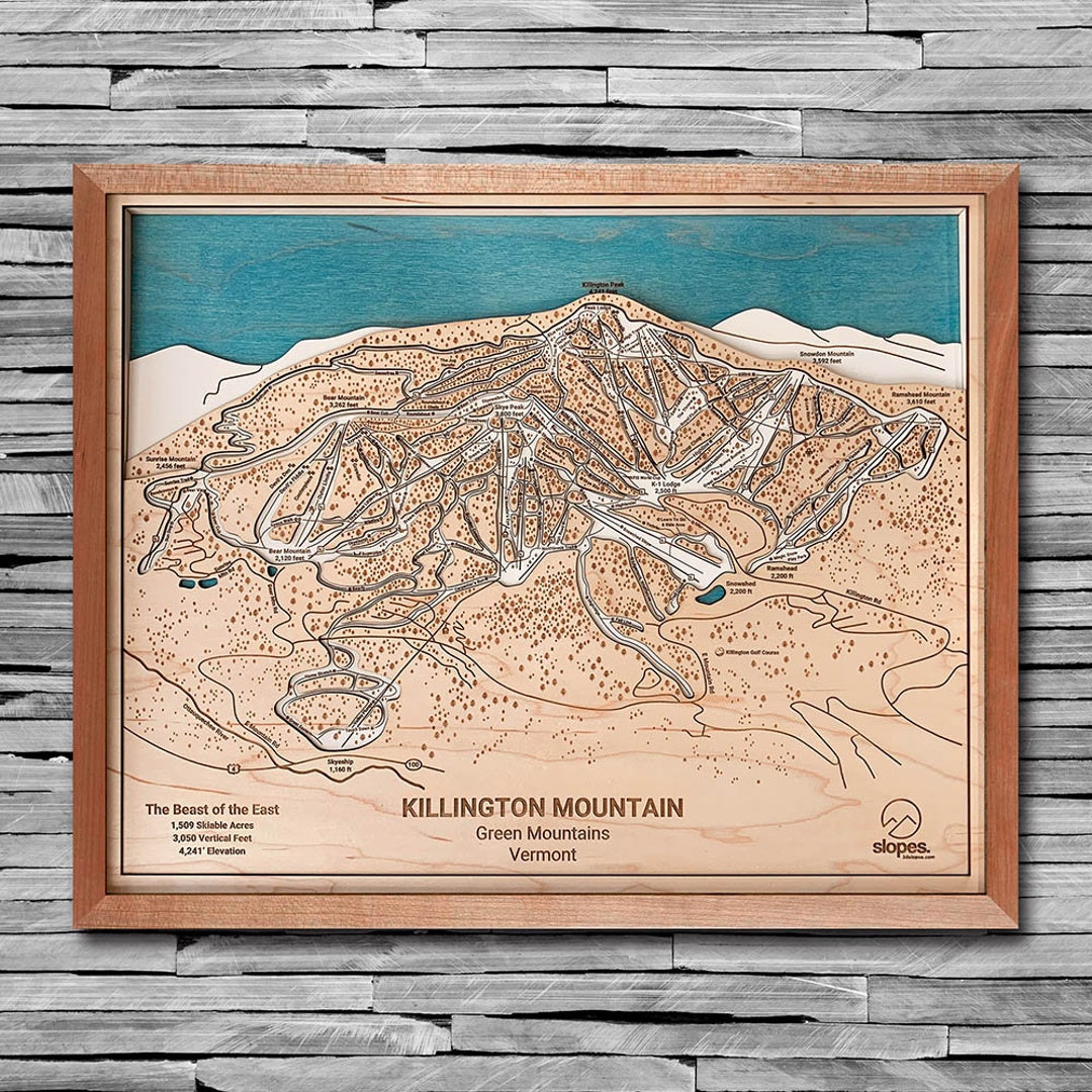 Killington Vermont Ski Map | 3D Map of Killington Ski Resort, VT | Wall ...