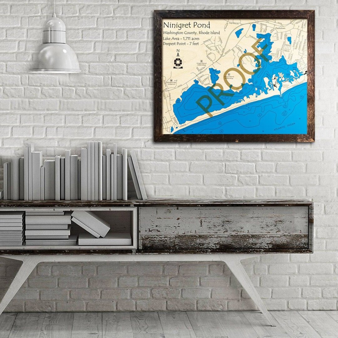 Ninigret Pond, RI 3D Wood Map | Custom Cabin Decor - Beach House Décor ...