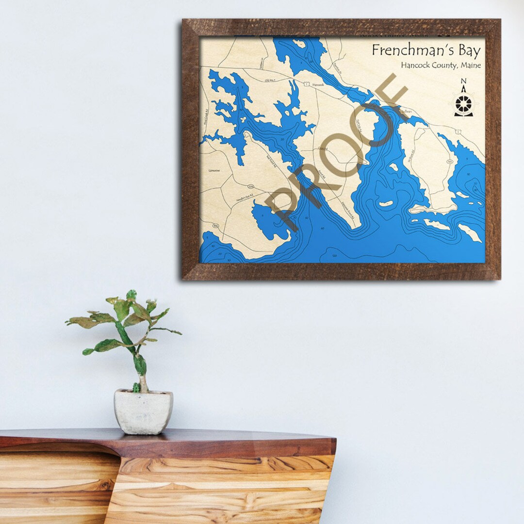 Frenchman's Bay Maine 3D Wood Map Custom Nautical Map - Etsy
