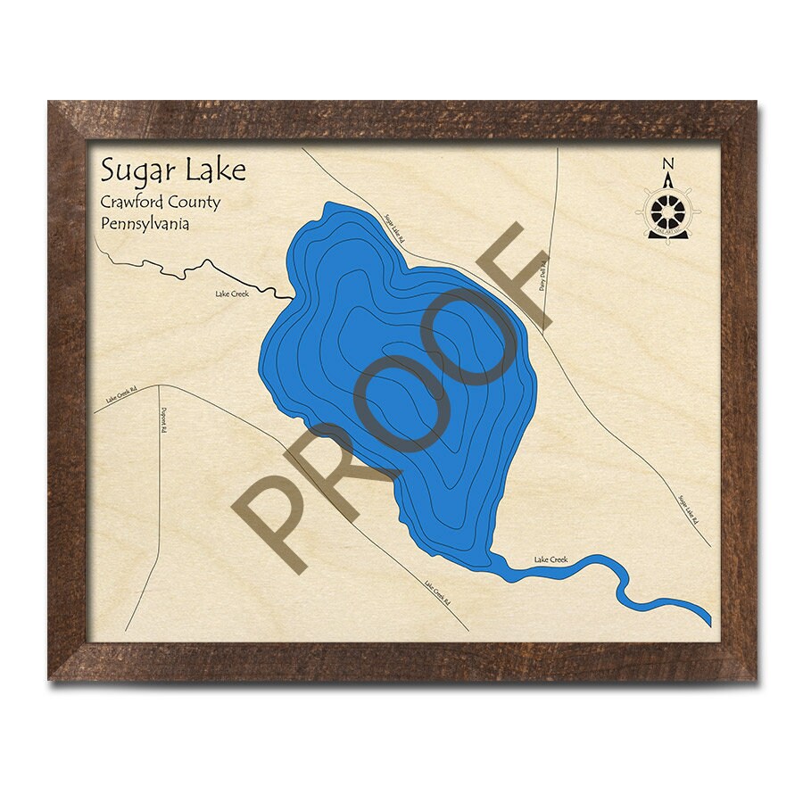 Sugar Lake, PA 3D Wood Map | Custom Nautical Map, Cabin Decor, Lake ...