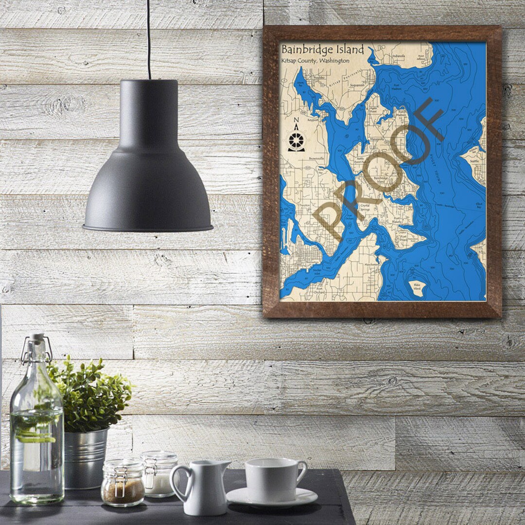Bainbridge Island - Puget Sound, WA 3D Wood Map | 3D Depth Map, Cabin ...