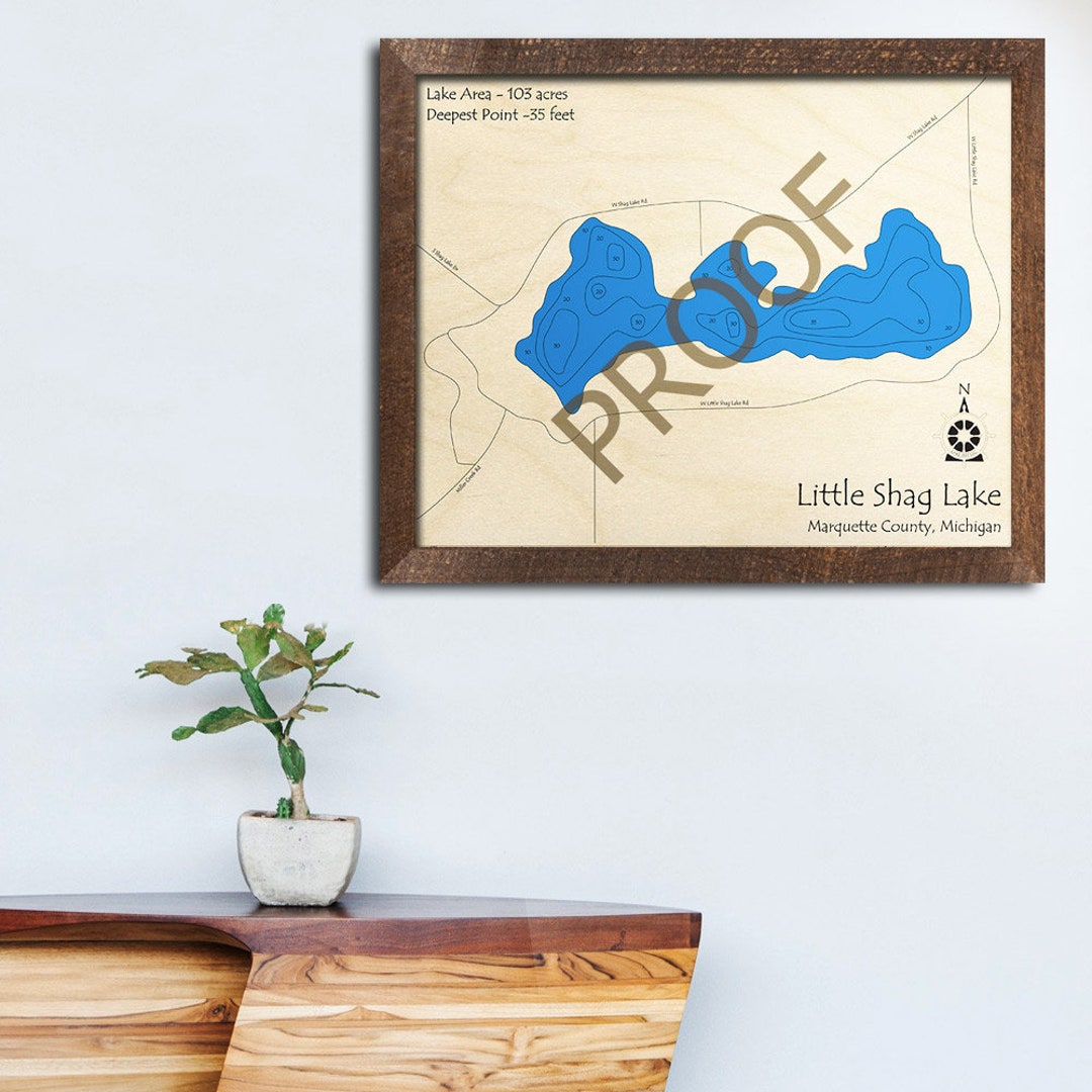 Little Shag Lake, MI 3D Wood Map | Custom Nautical Map, Cabin Decor ...