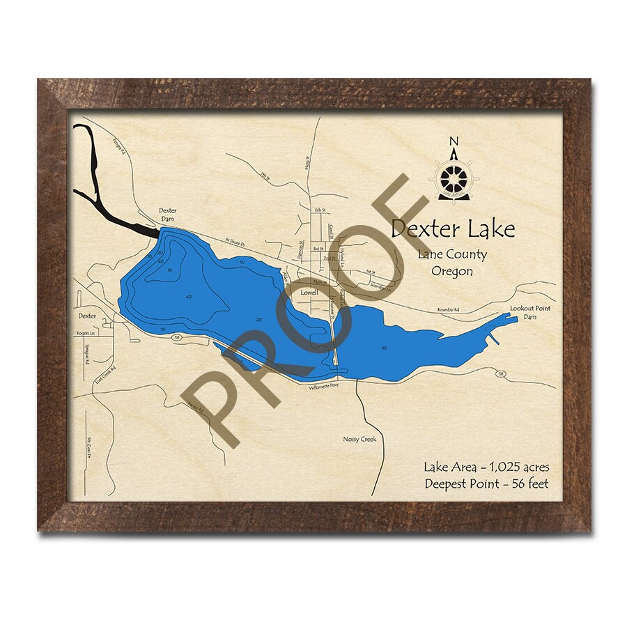 Dexter Lake, OR 3D Wood Map | 3D Depth Map, Cabin Decor, Lake House ...