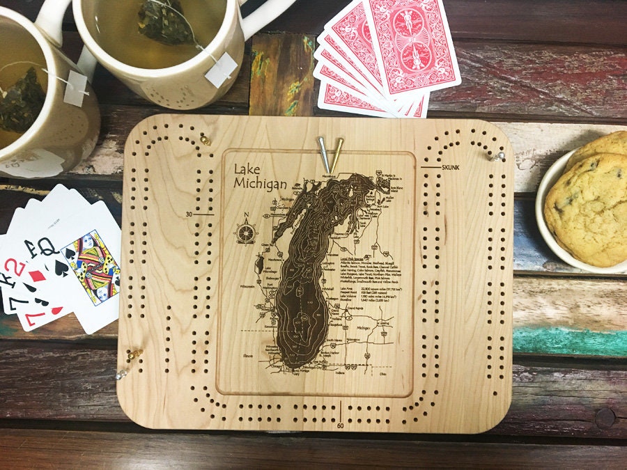 Wooden Lake Michigan Cribbage Board Custom Cribbage Board - Etsy