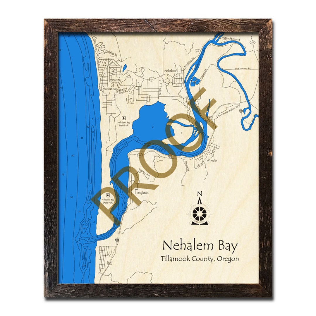 Nehalem Bay, Oregon Coast 3D Wood Map | Cabin Decor - Beach House Décor ...