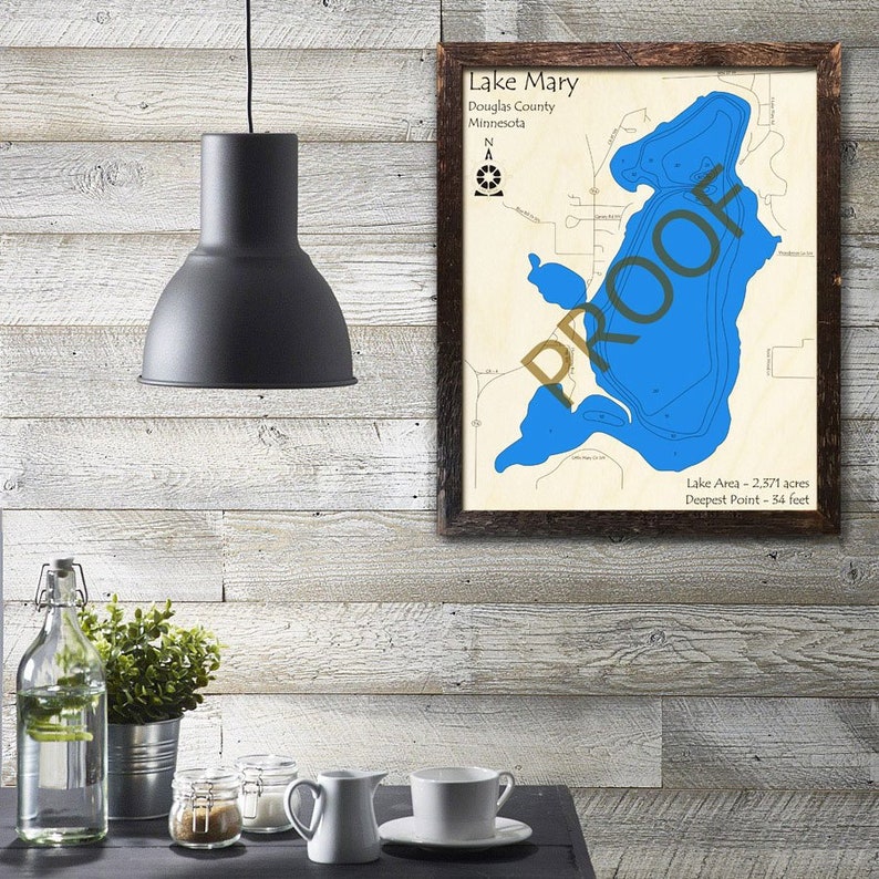 Lake Mary MN 3D Wood Map Custom Cabin Decor Lake House - Etsy