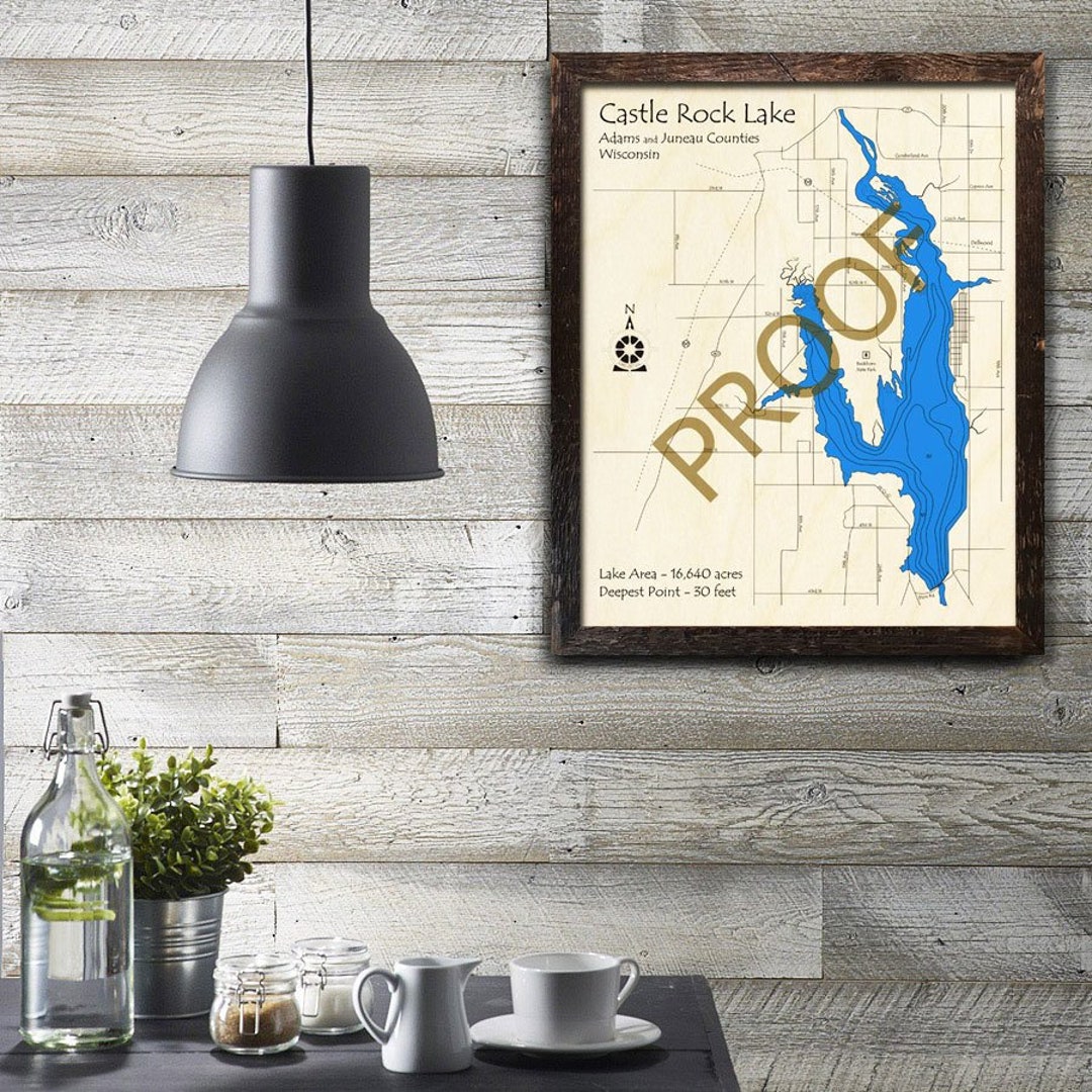 Castle Rock Lake, WI 3D Wood Map | Cabin Decor - Lake House Décor ...