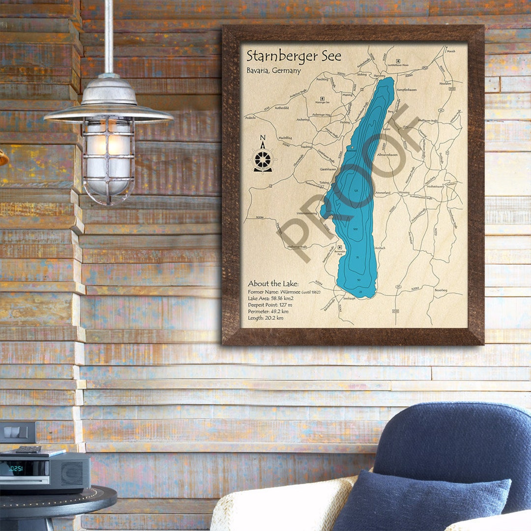 Starnberger See 3D Wood Map | Bavaria, Germany | Custom Nautical Wall ...