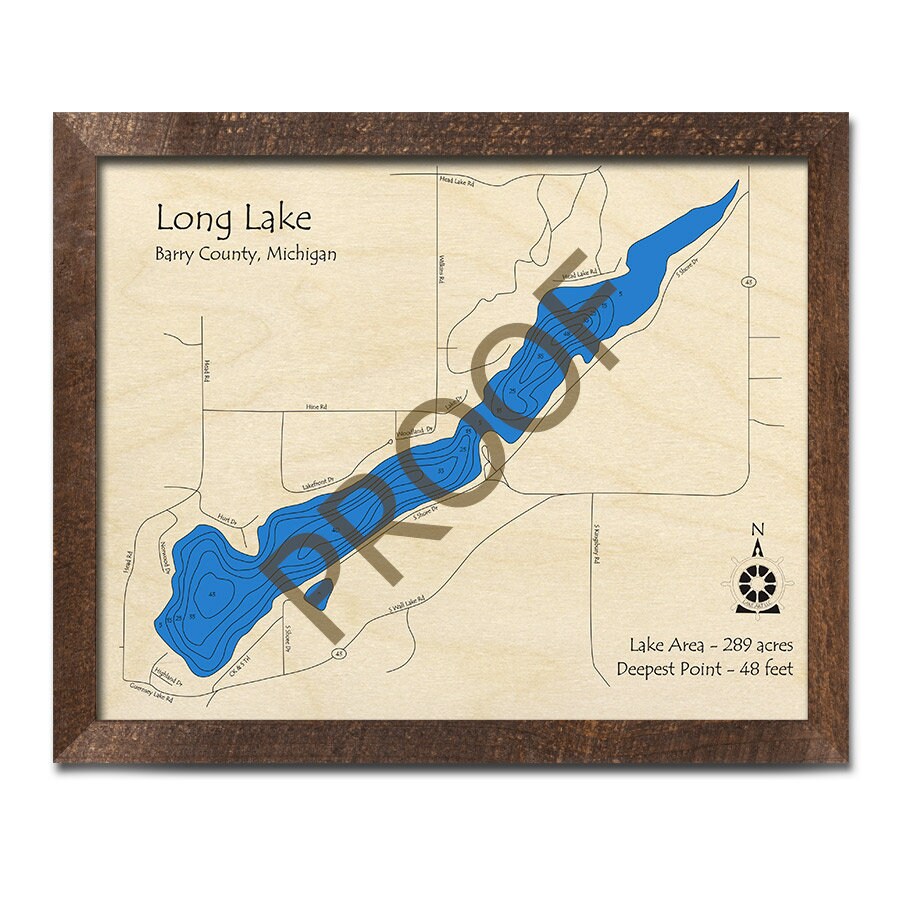 Long Lake (barry Cty), MI 3D Wood Map | Custom Nautical Map, Cabin ...