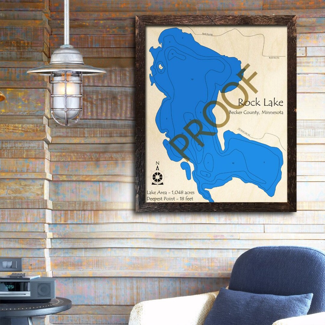 Rock Lake, MN 3D Wood Map | Custom Cabin Decor - Lake House Décor ...