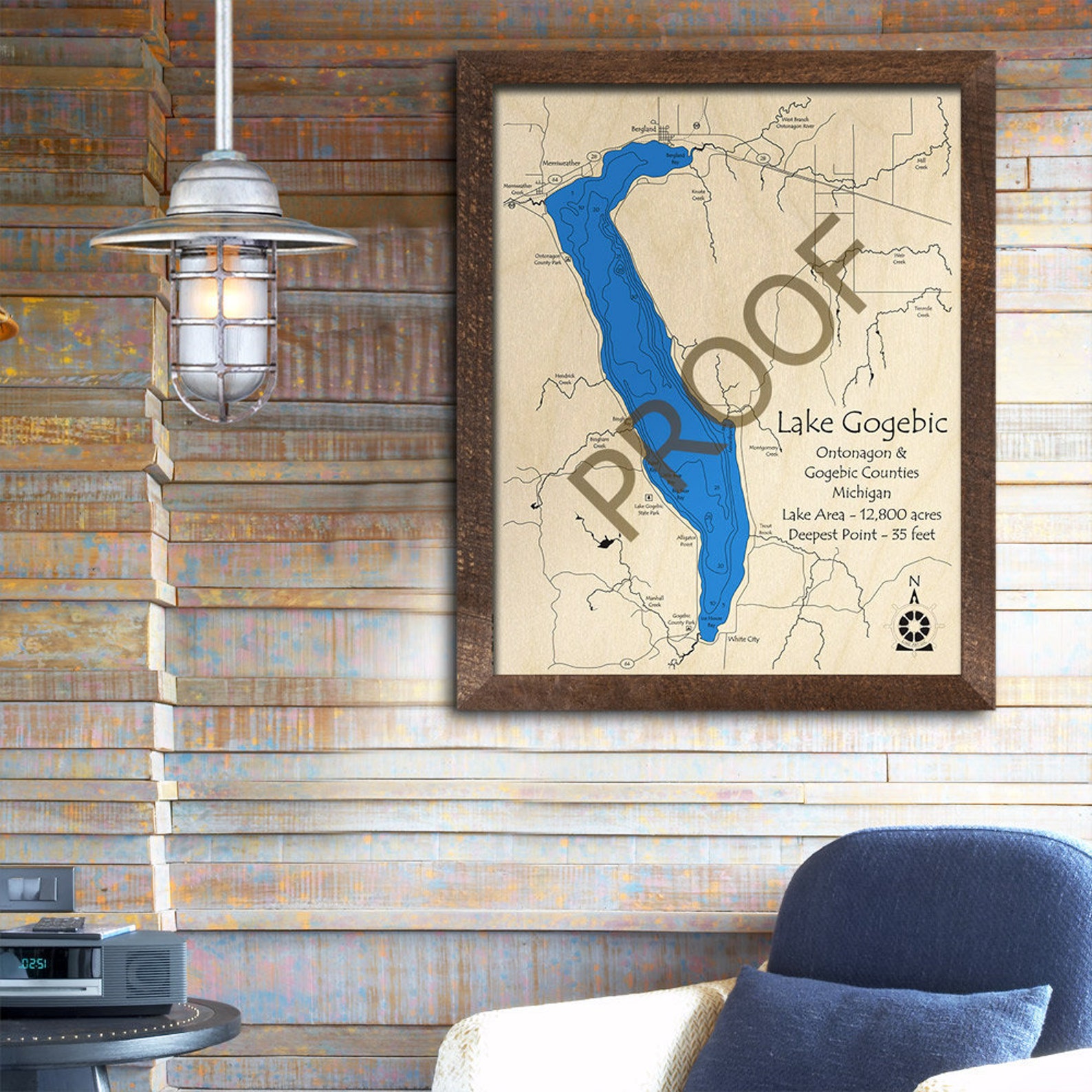 Lake Gogebic MI 3D Wood Map Custom Nautical Map Cabin - Etsy