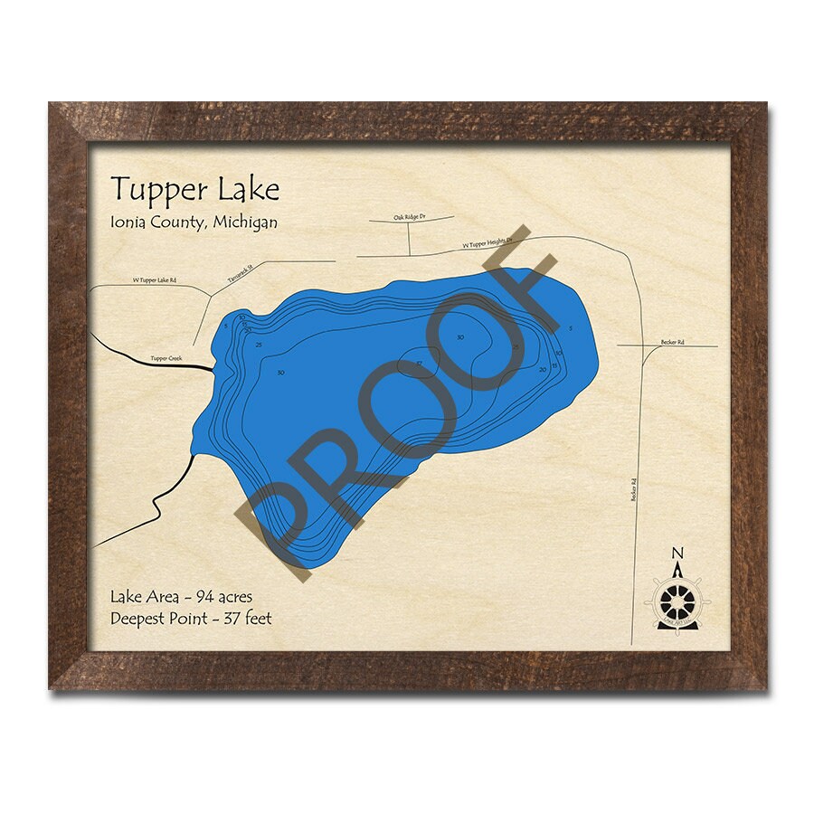 Tupper Lake, MI 3D Wood Carved Map | Custom Nautical Map, Cabin Decor ...