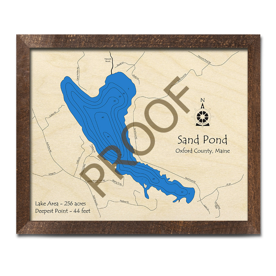Sand Pond, Maine 3D Wood Map | Custom Nautical Map, Unique Cabin Decor ...