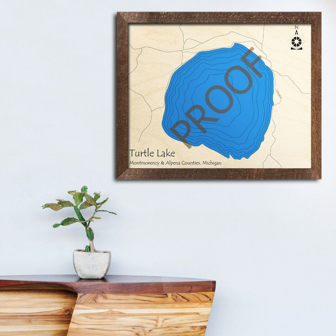 Turtle Lake, MI 3D Wood Carved Map | Custom Nautical Map, Cabin Decor ...