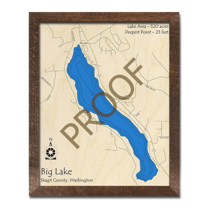 Big Lake WA 3D Wood Map 3D Depth Map Cabin Decor Lake - Etsy