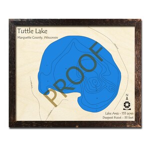 Tuttle Lake, WI 3D Wood Map | Custom Cabin Decor - Lake House Décor ...