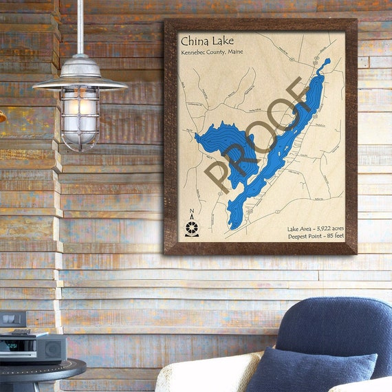 China Lake Maine 3D Wood Map Custom Nautical Map Unique | Etsy Hong Kong