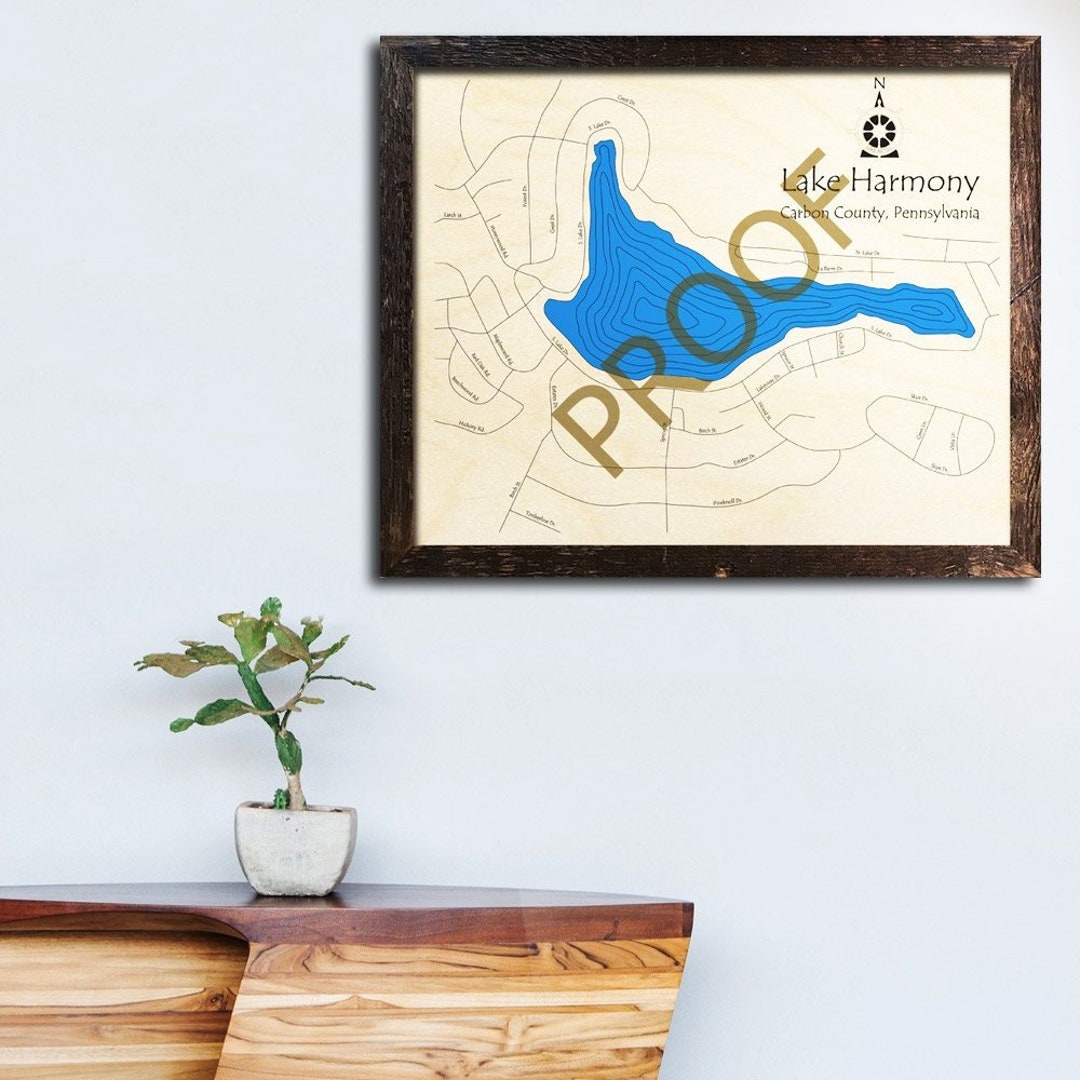 Lake Harmony, Pennsylvania 3D Wood Map | Cabin Decor - Lake House Décor ...