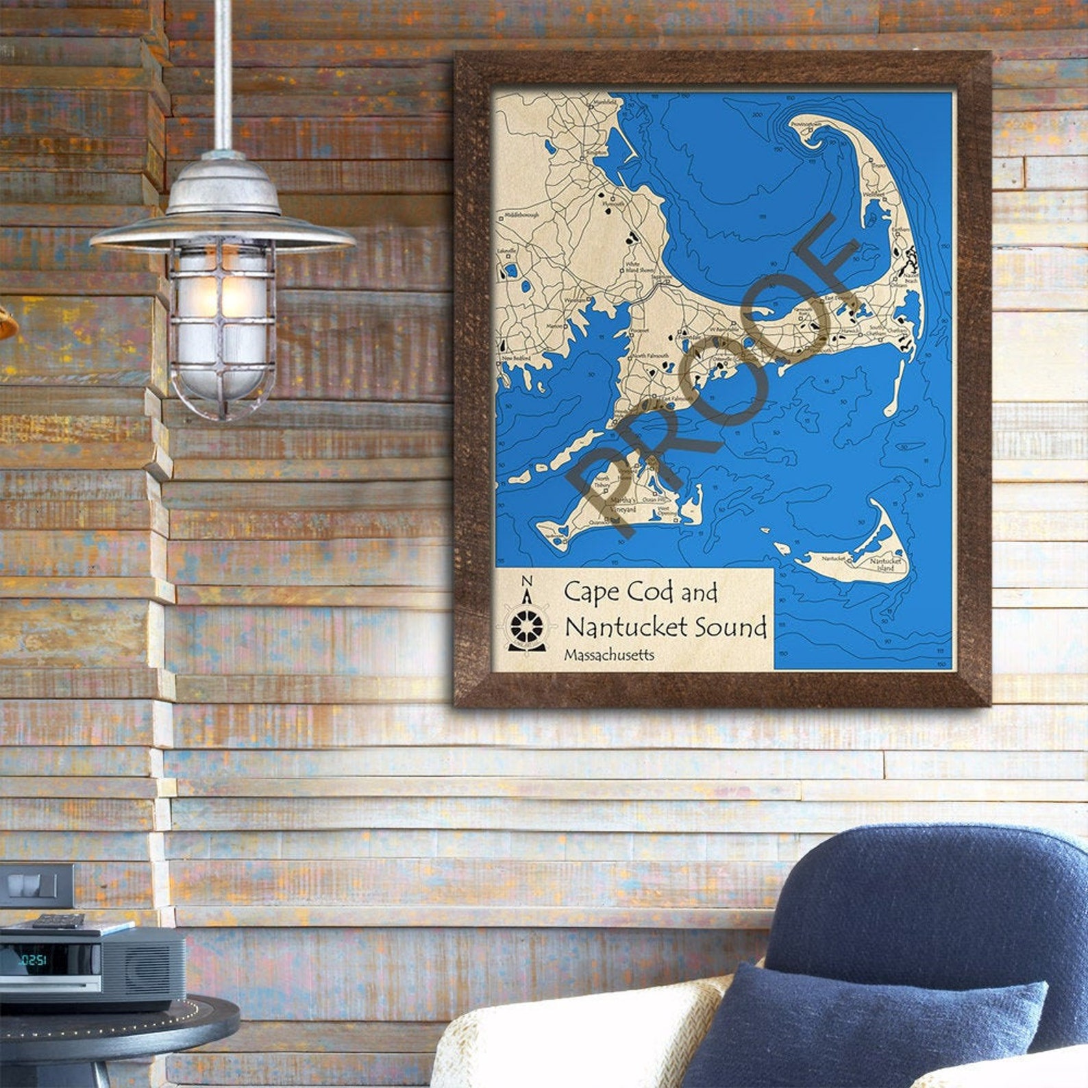 Cape Cod Nantucket Sound, MA 3D Wood Map Custom Nautical Chart, Unique ...
