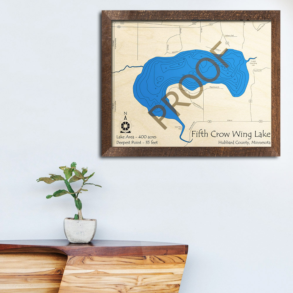 Fifth Crow Wing Lake MN 3D Wood Map Custom Nautical Map | Etsy