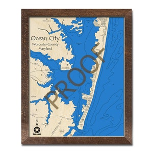 Ocean City - Assawoman Bay MD 3D Map | Custom Nautical Wood Map, Cabin ...