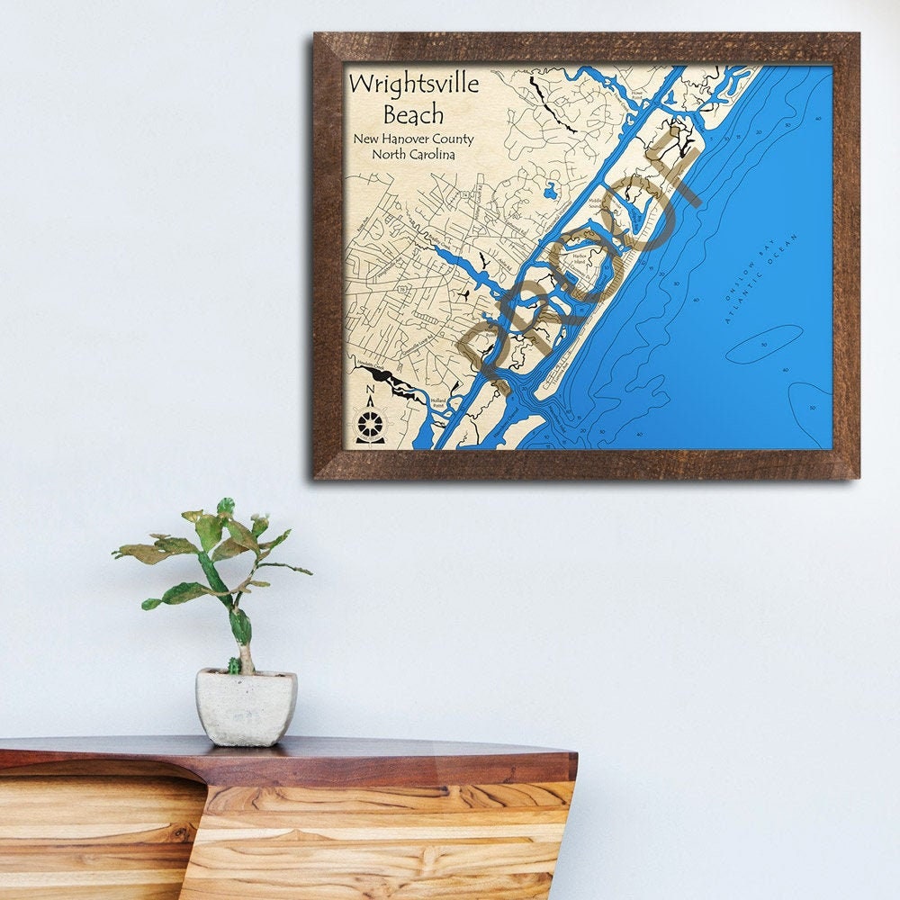 Wrightsville Beach NC 3D Wood Map Custom Nautical Chart | Etsy