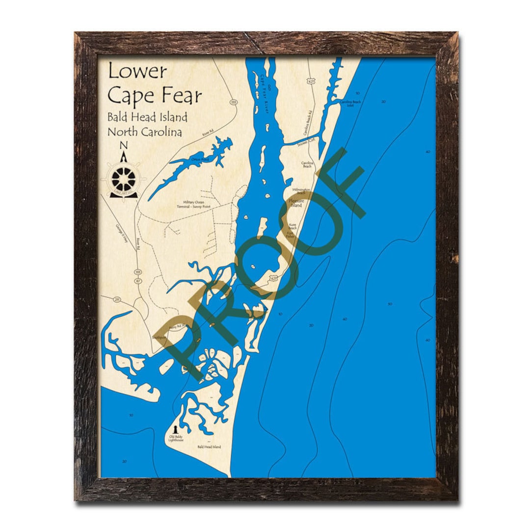 3D Cape Fear Wooden Map, North Carolina | Topographic Wood Map ...