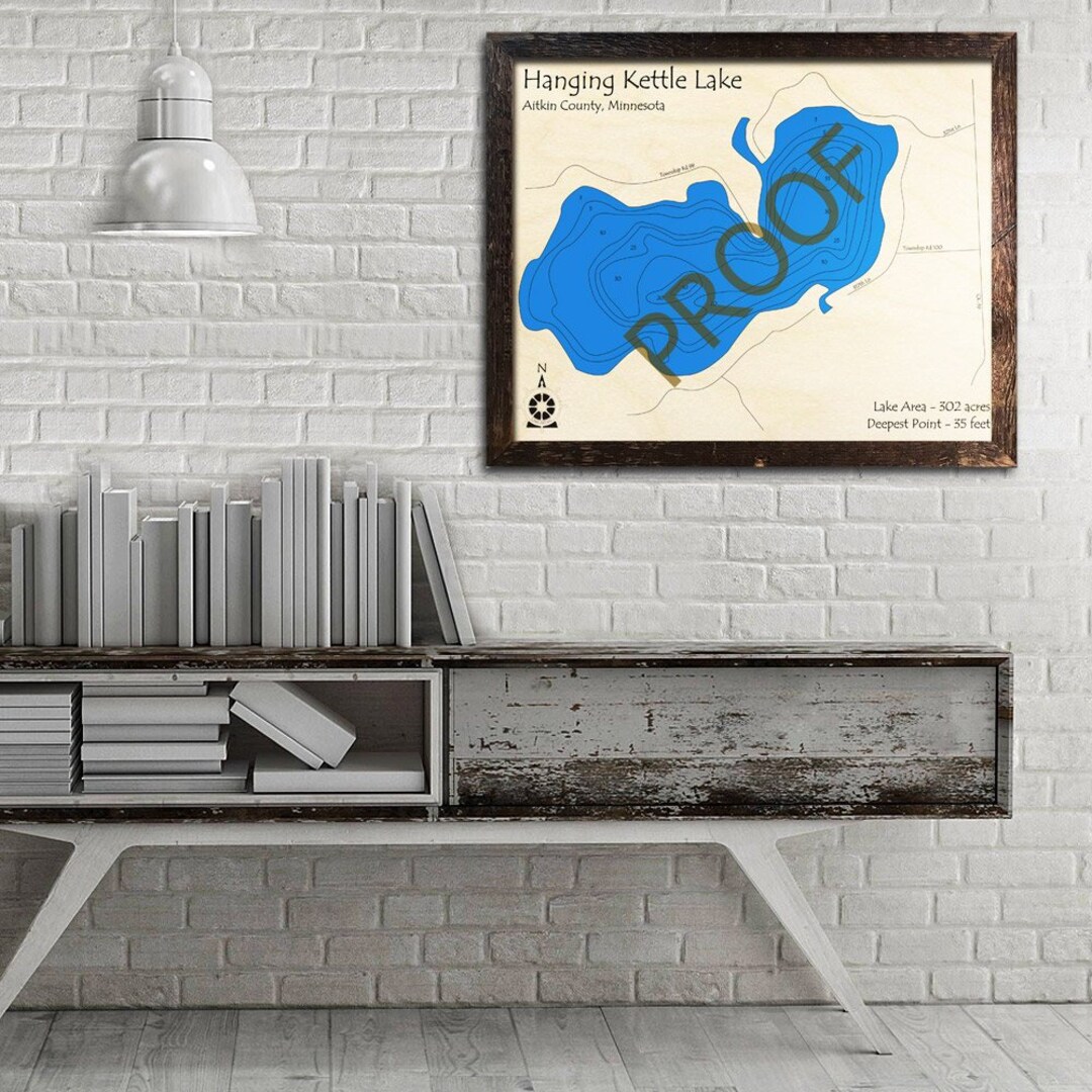 Hanging Kettle Lake, MN 3D Wood Map | Custom Cabin Decor - Lake House ...