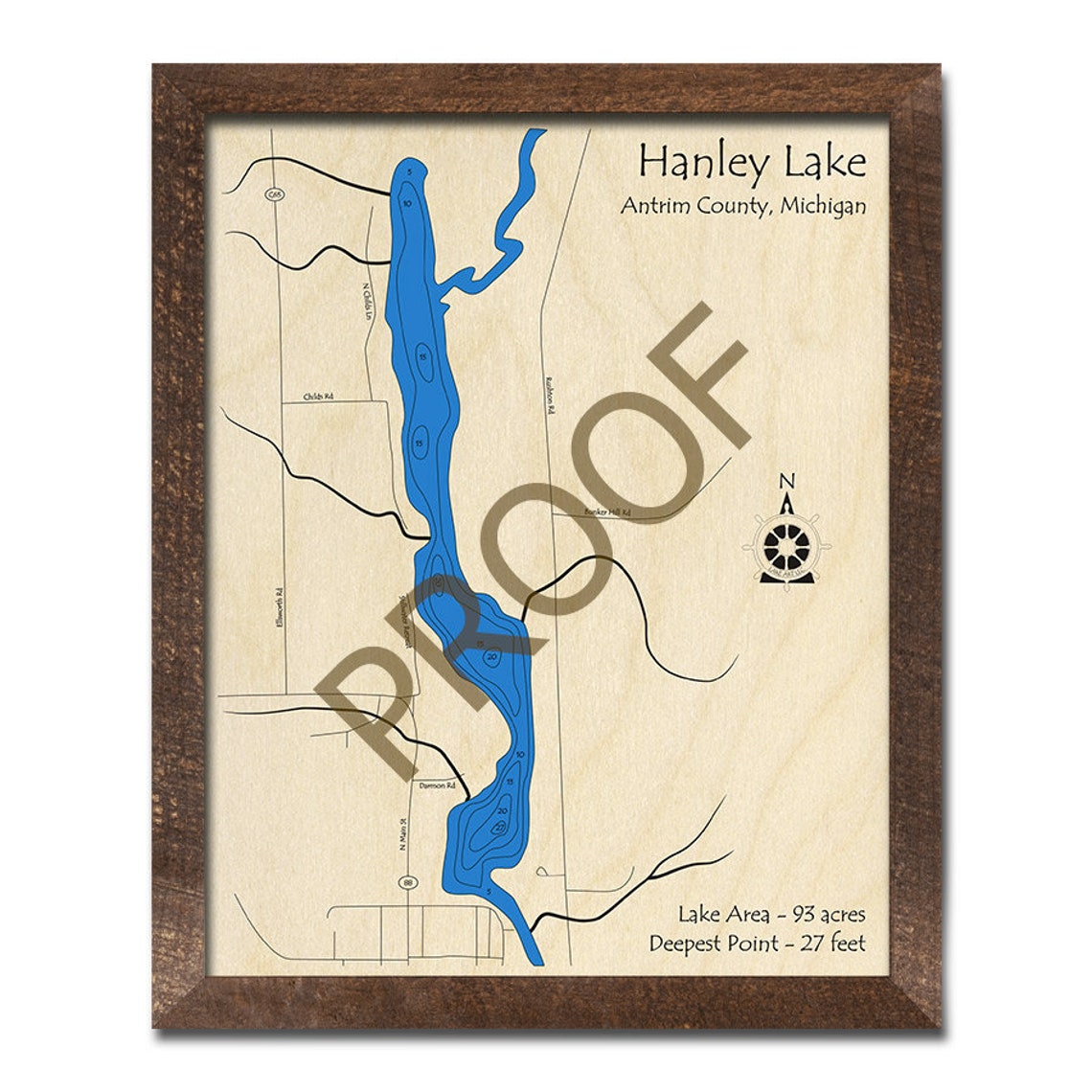 Hanley Lake MI 3D Wood Map Custom Nautical Map Cabin | Etsy