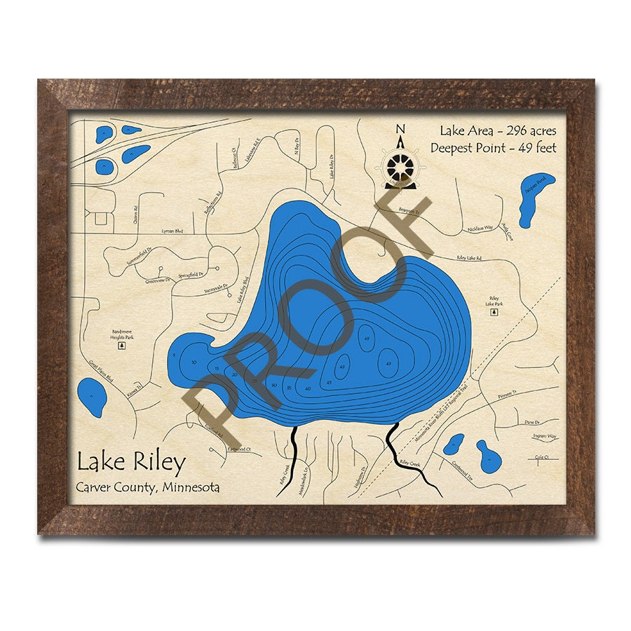 Lake Riley MN 3D Wood Map Custom Nautical Map Cabin Decor | Etsy