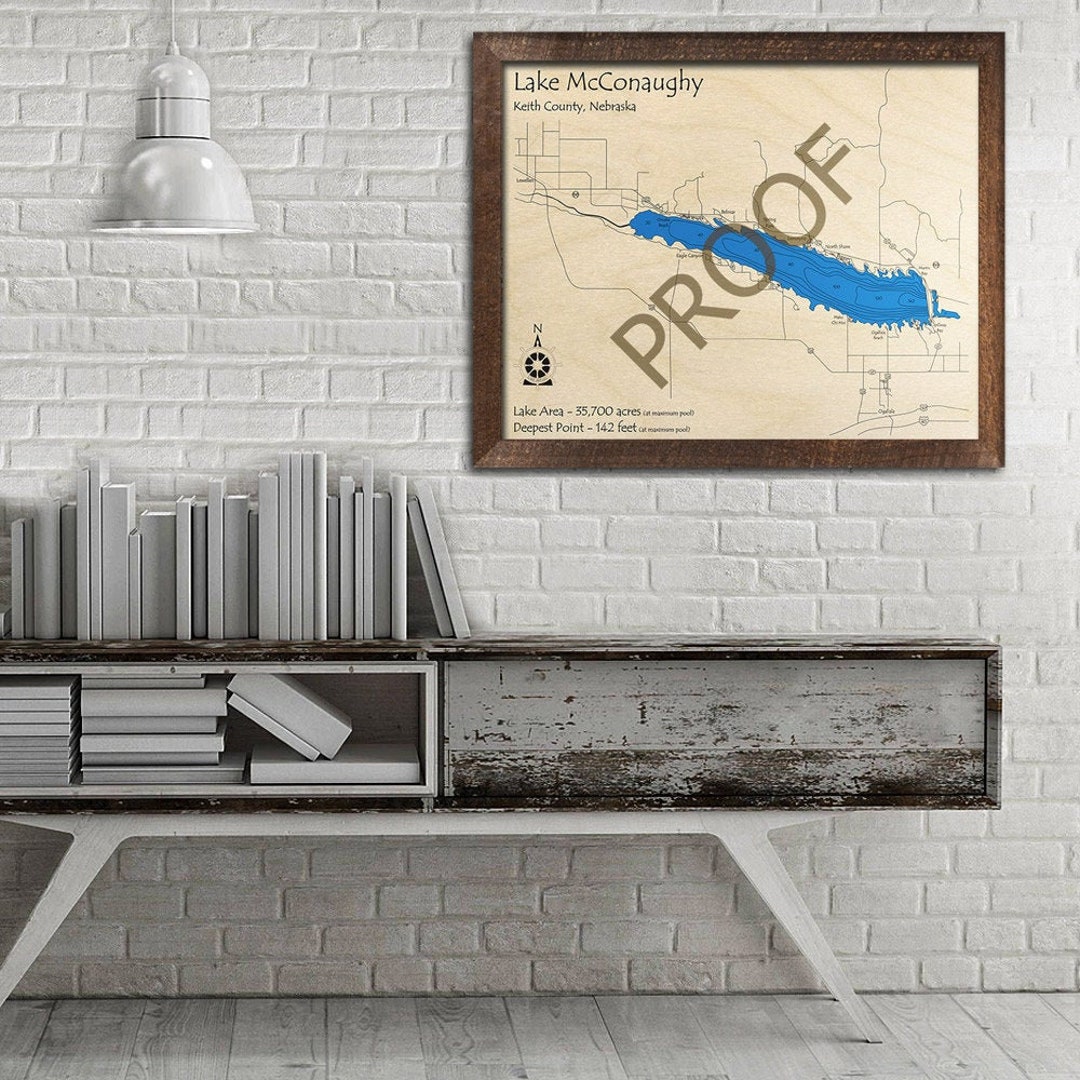 Lake Mcconaughy, NE 3D Wood Map | 3D Depth Map, Cabin Decor, Lake House ...