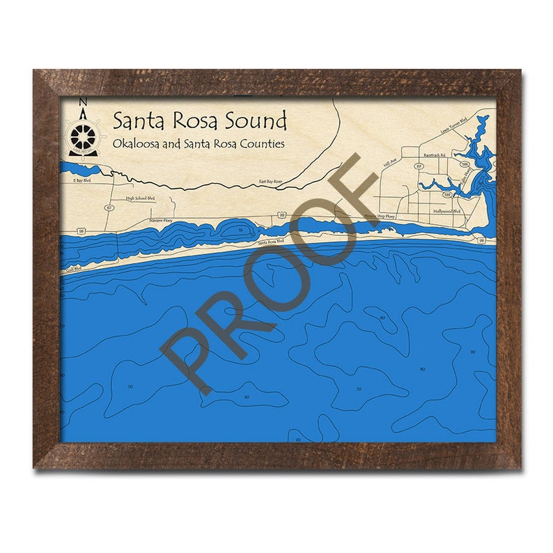 Santa Rosa Sound FL 3D Map Custom Nautical Map Unique | Etsy