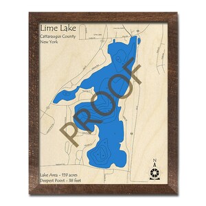 Lime Lake, NY 3D Wood Map | Custom Nautical Chart, Cabin Decor, Lake ...