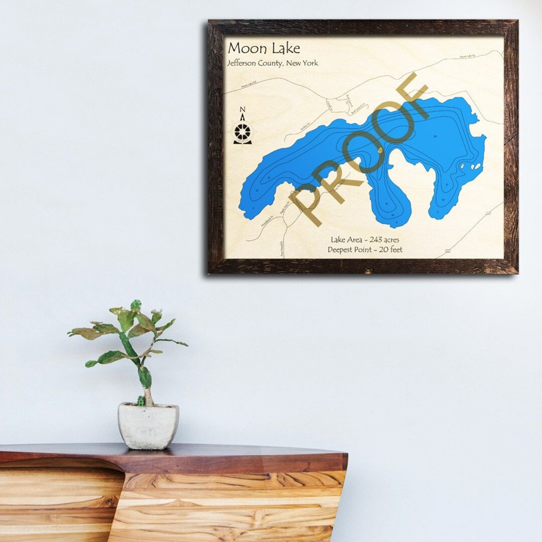 Moon Lake, NY 3D Wood Map | Custom Cabin Decor - Lake House Décor ...