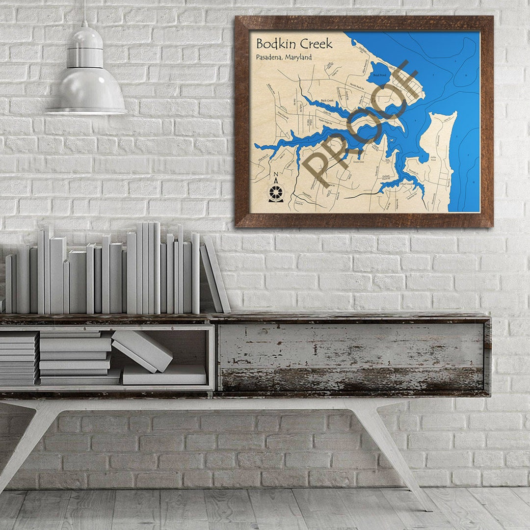 Bodkin Creek - Patapsco River, 3D Map | Custom Nautical Wood Map, Cabin ...
