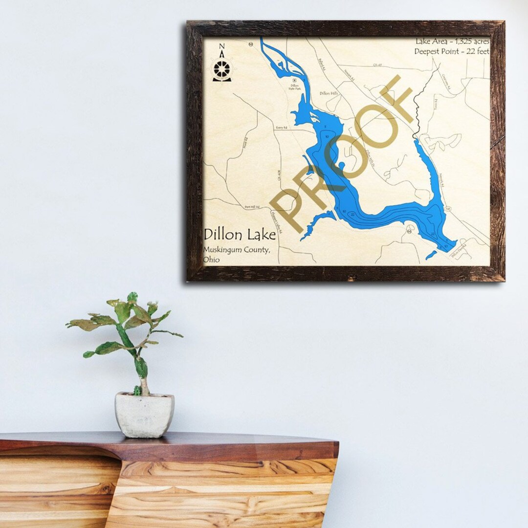 Dillon Lake, OH 3D Wood Map | Custom Cabin Decor - Lake House Décor ...