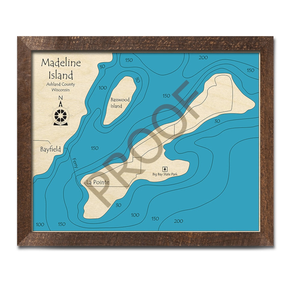 Madeline Island Lake Superior WI 3D Wood Carved Map Custom - Etsy