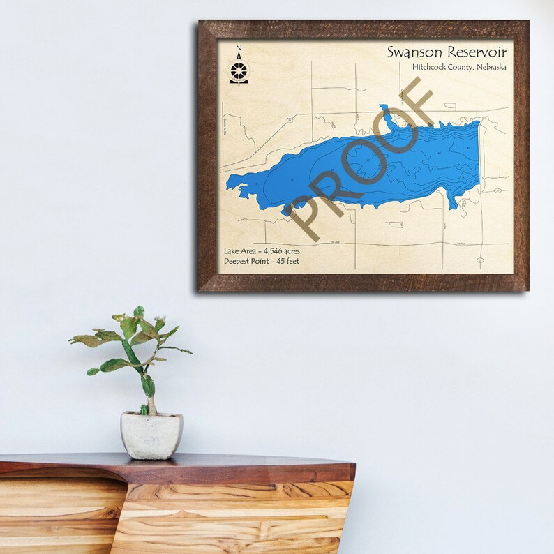Swanson Reservoir NE 3D Wood Map 3D Depth Map Cabin Decor - Etsy