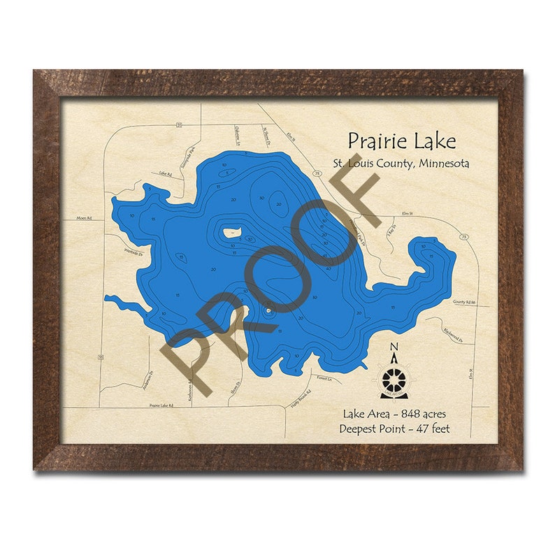 Prairie Lake MN 3D Wood Map Custom Nautical Map Cabin - Etsy