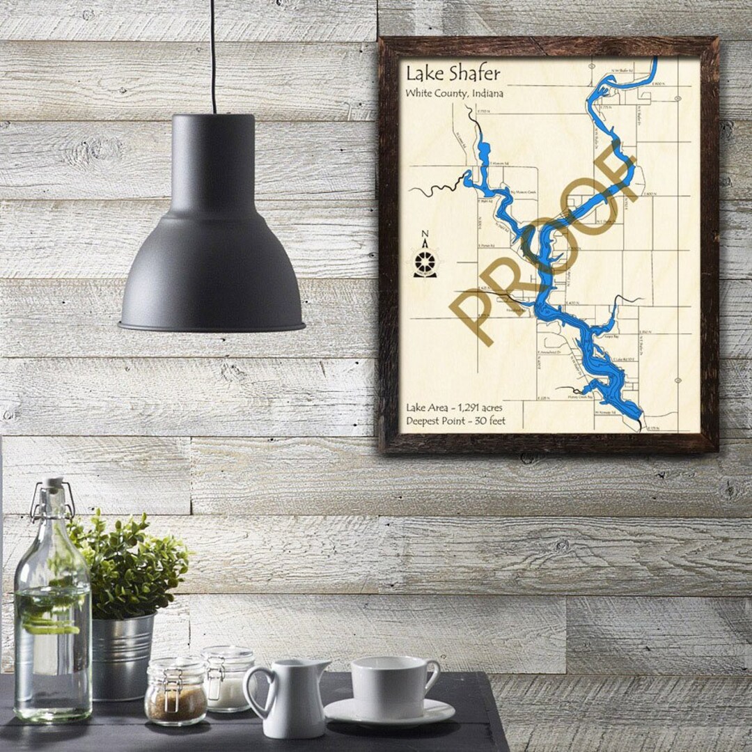 Lake Shafer, Indiana 3D Wood Map | Lake House -cabin Decor - Nautical ...