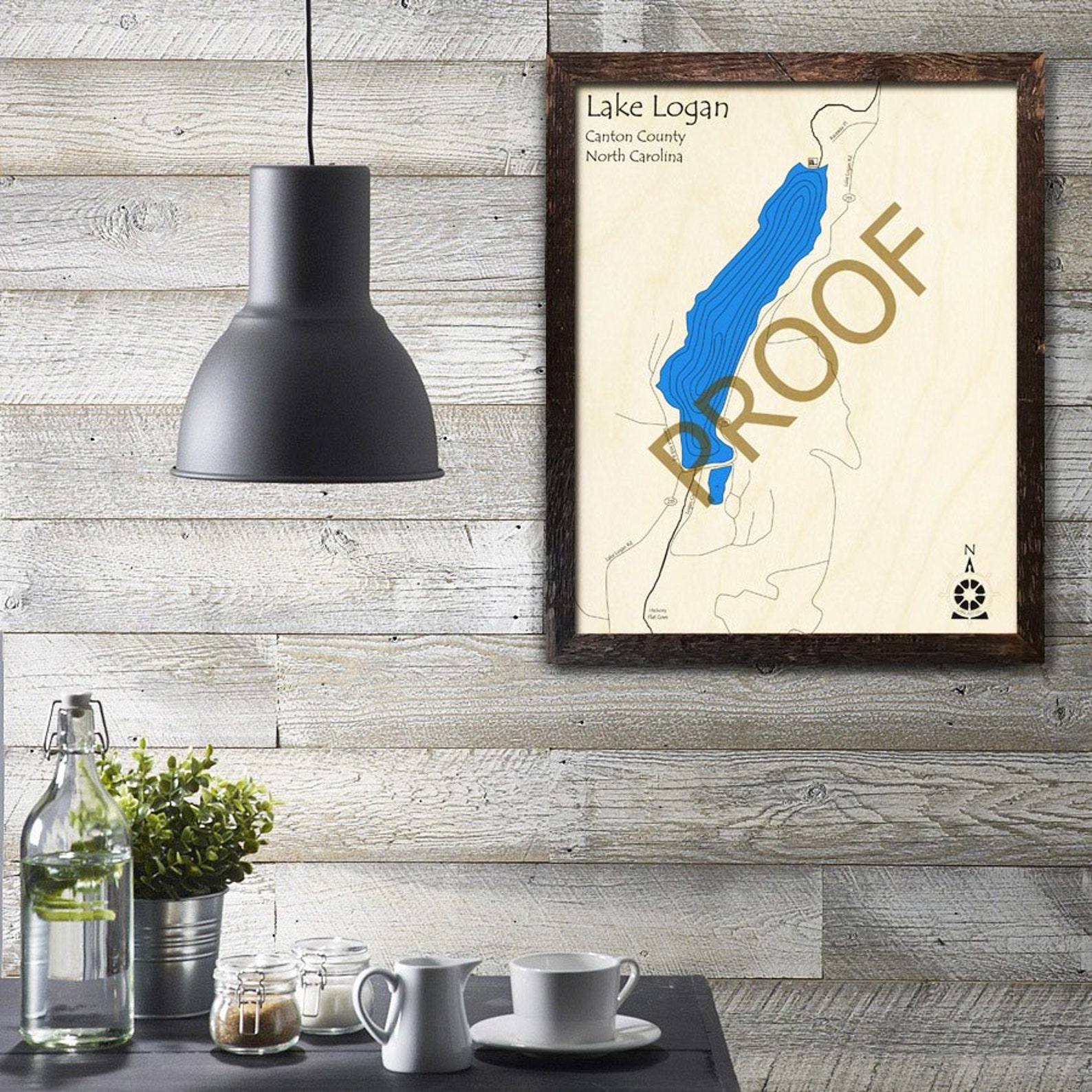 3D Lake Logan Map, North Carolina, 3D Wood Map | Cabin Decor - Lake ...