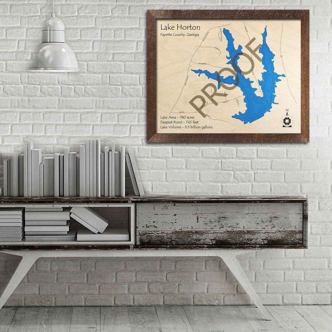 Lake Horton, GA 3D Wood Map | Custom Nautical Chart, Unique Cabin Decor ...