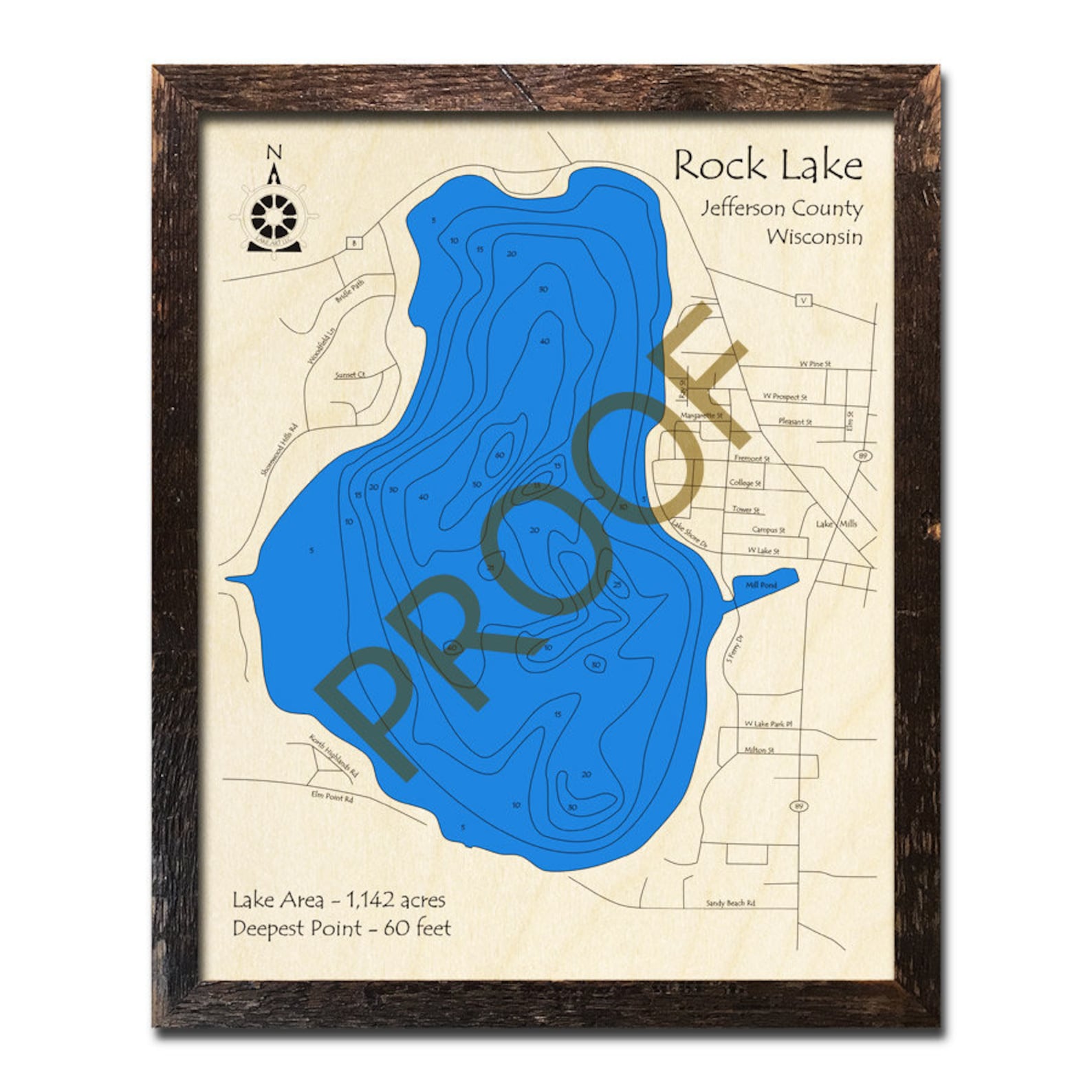 Rock Lake WI 3D Wood Map Custom Cabin Decor Lake House - Etsy UK