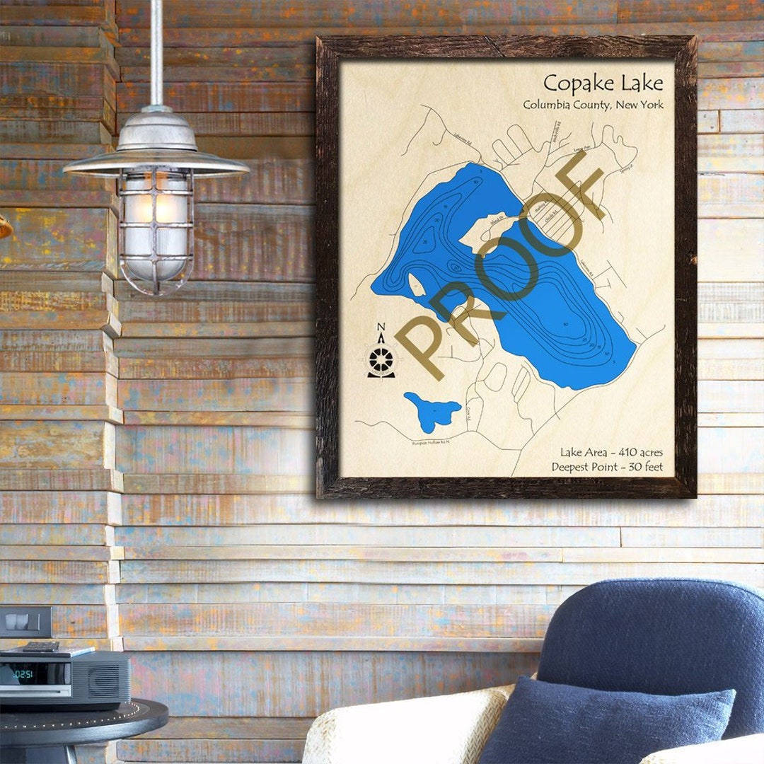 Copake Lake, New York 3D Wood Map | Cabin Decor - Lake House Décor ...