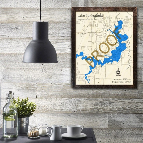 Lake Springfield Illinois 3D Wood Map Cabin Decor Lake - Etsy